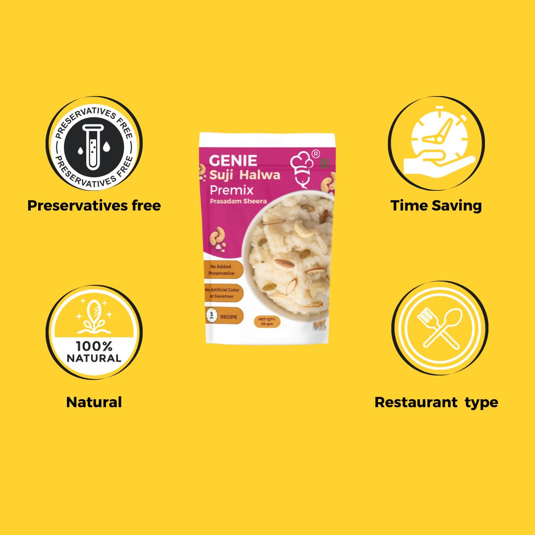 Suji Halwa (Jaggery) | Ready-to-Eat Instant | Makes-120 GM | Genie Food ...